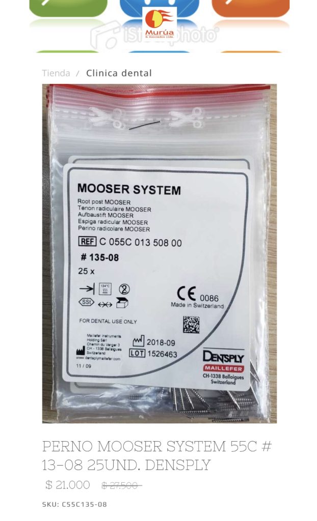 PERNO MOOSER SYSTEM 55C # 13-08 25UND. DENSPLY - Murua Dental